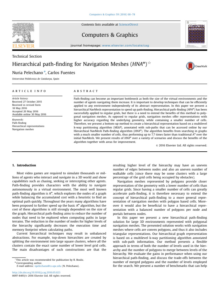 Hierarchical Path Finding For Navigation Meshes Hna Pdf Theoretical Computer Science