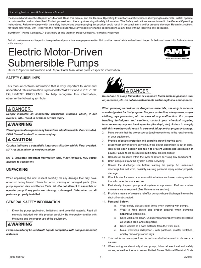 Submersible Pump Operation Manual | PDF | Pump | Electrical Wiring