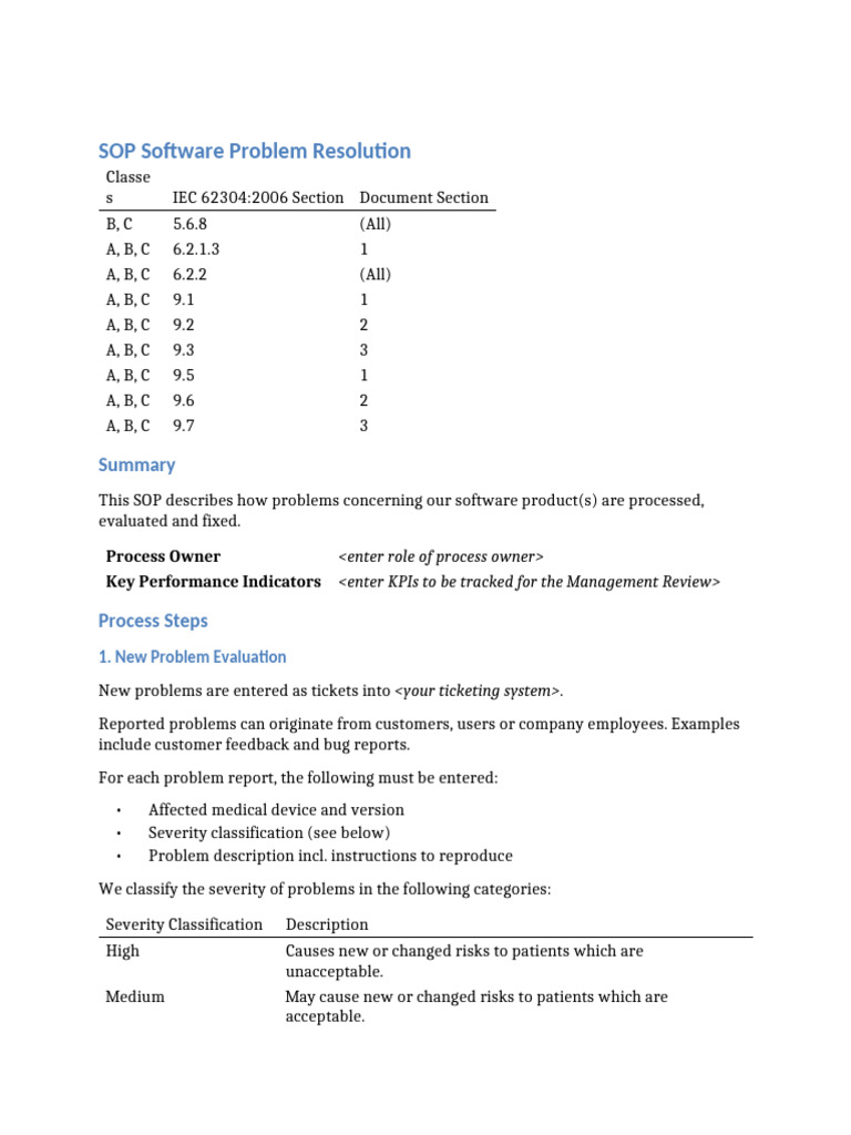 Sop Software Problem Resolution | PDF | Software Bug | Software
