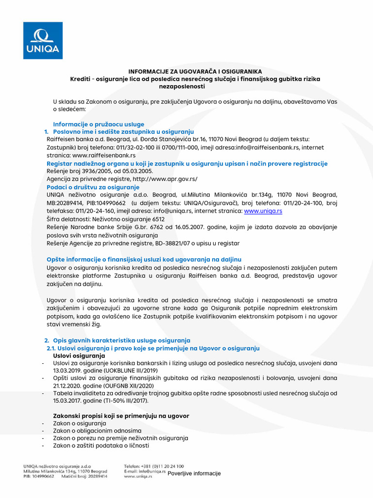 7072 - Informacije Za Ugovarača I Osiguranika | PDF