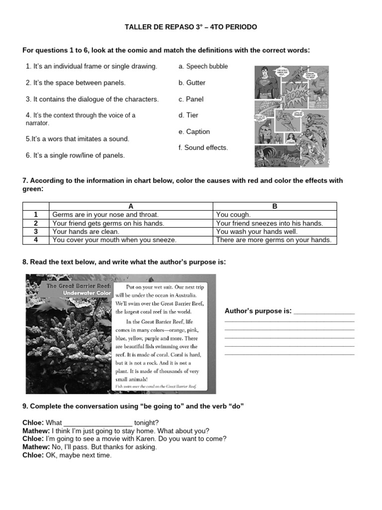 Taller de Repaso - English 3° | PDF | Language Mechanics | Linguistics