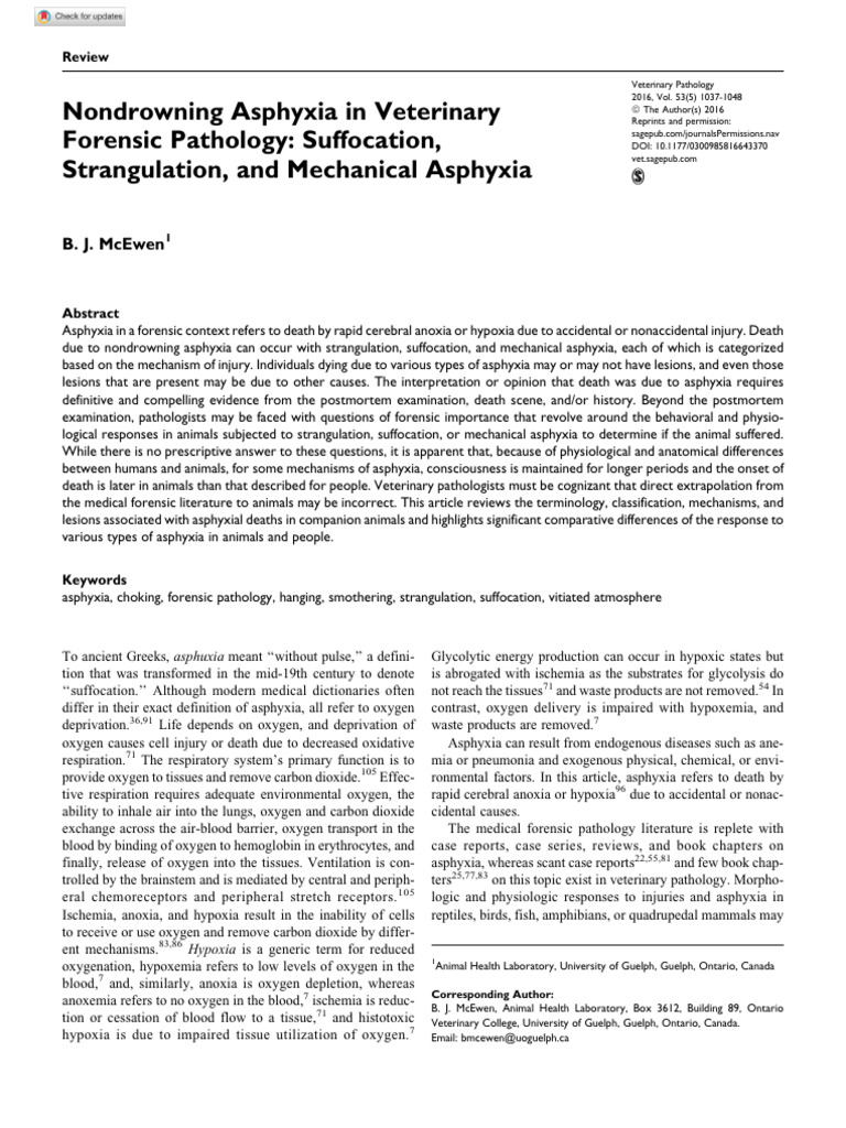 Nondrowning Asphyxia in Veterinary Pathology - Strangulation and ...