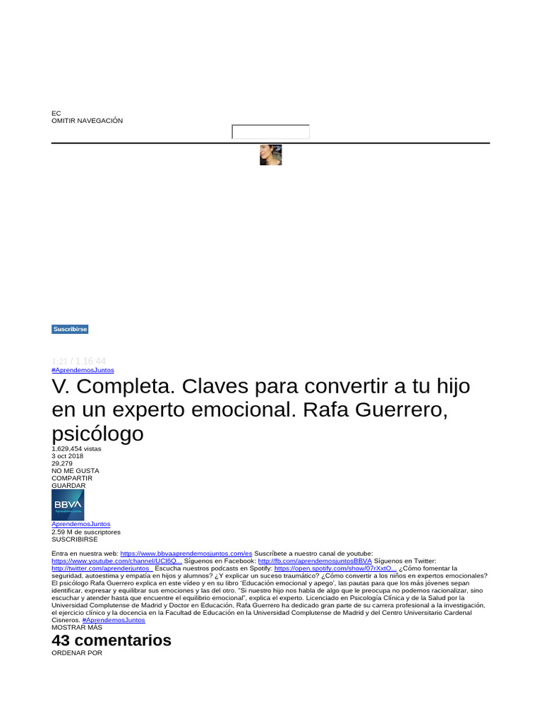 V. Completa. Claves para Convertir A Tu Hijo en Un Experto Emocional ...