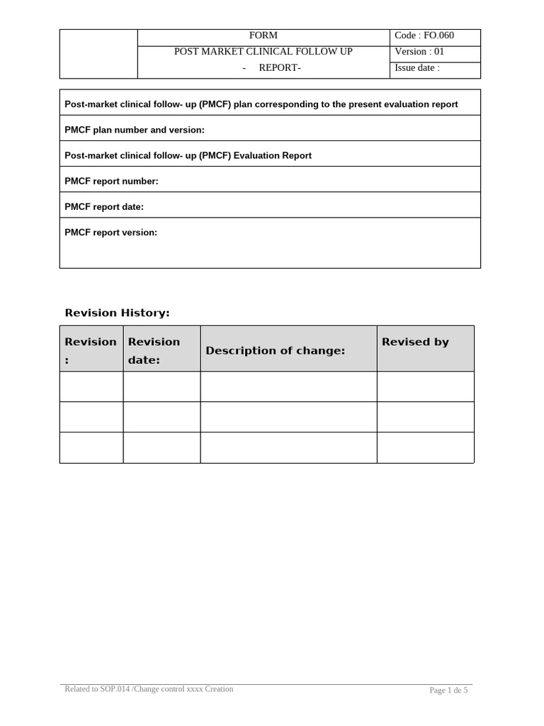 FO-061 PMCF Report Template | PDF | Specification (Technical Standard ...