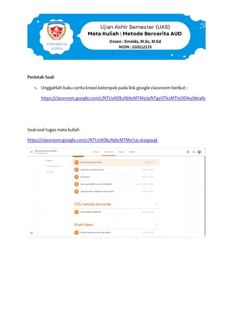 Soal UAS MK. Metode Bercerita | PDF