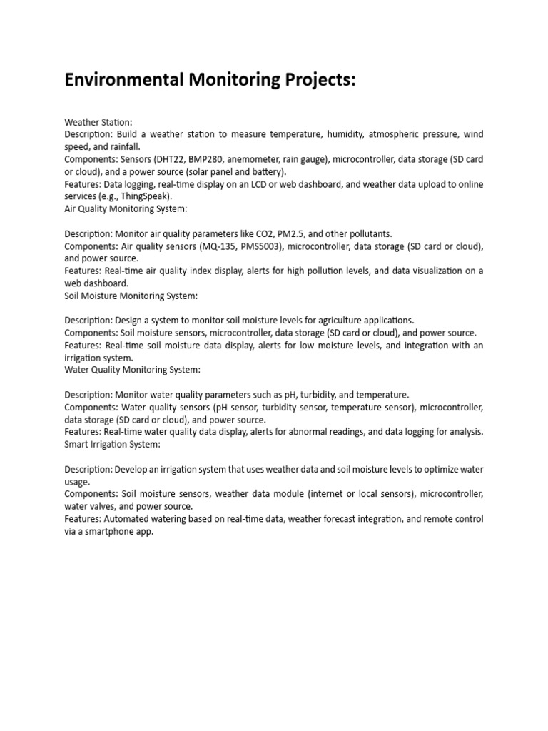 Environmental Monitoring Projects | PDF | Business | Technology ...