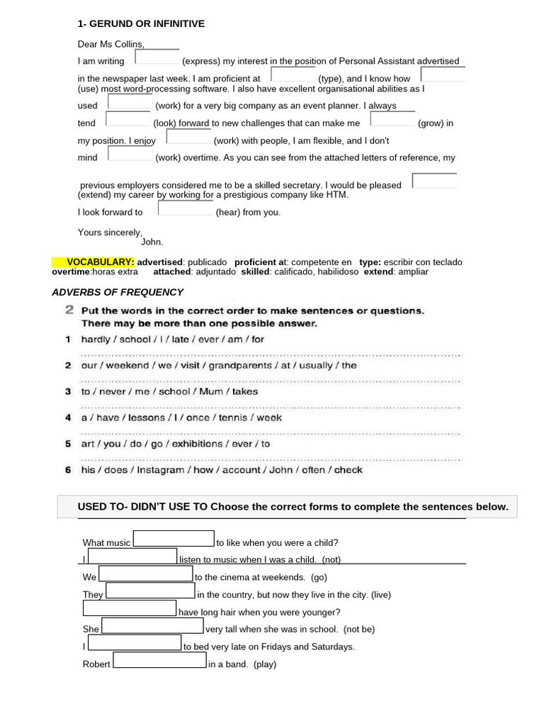 Practice Infinitives and Gerunds | PDF | Language Arts & Discipline