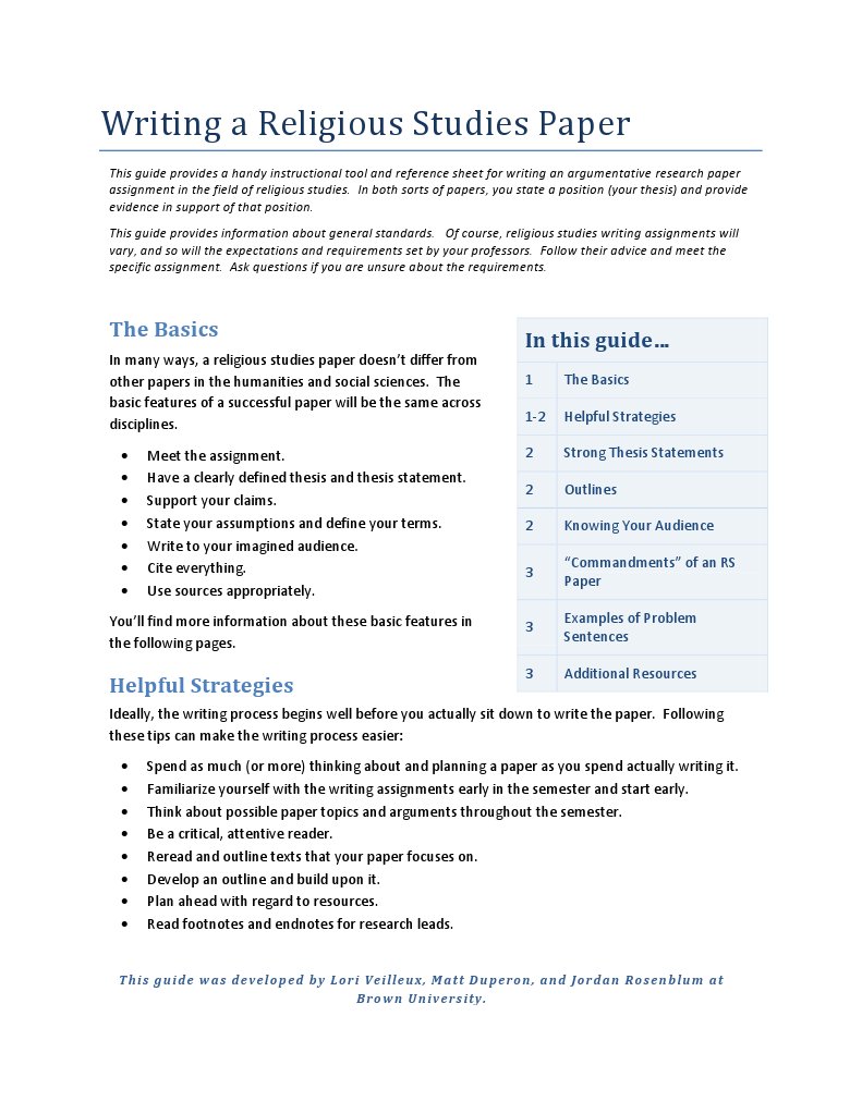 Improving Religious Studies Papers | PDF | Thesis | Religious Studies