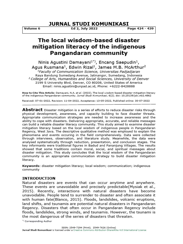 16 The Local Wisdom-Based Disaster Mitigation Literacy of The ...