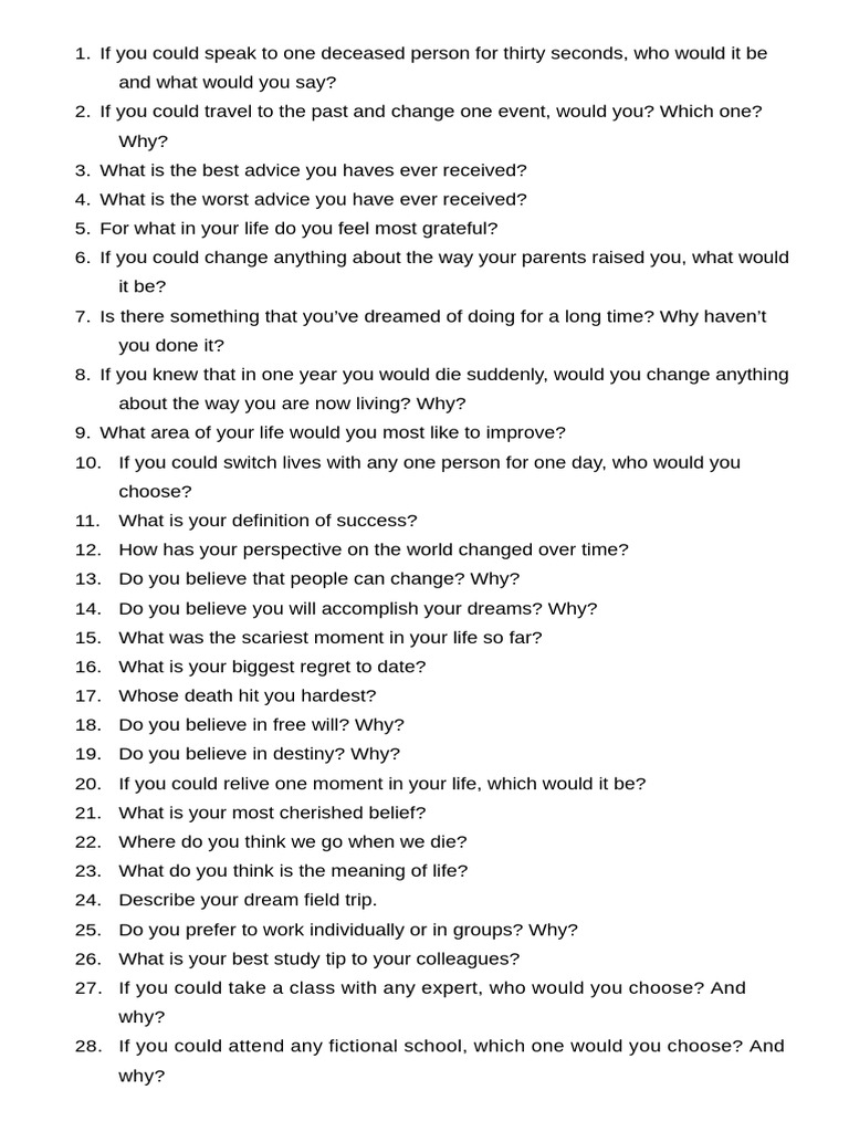 Get To Know You Questions | PDF
