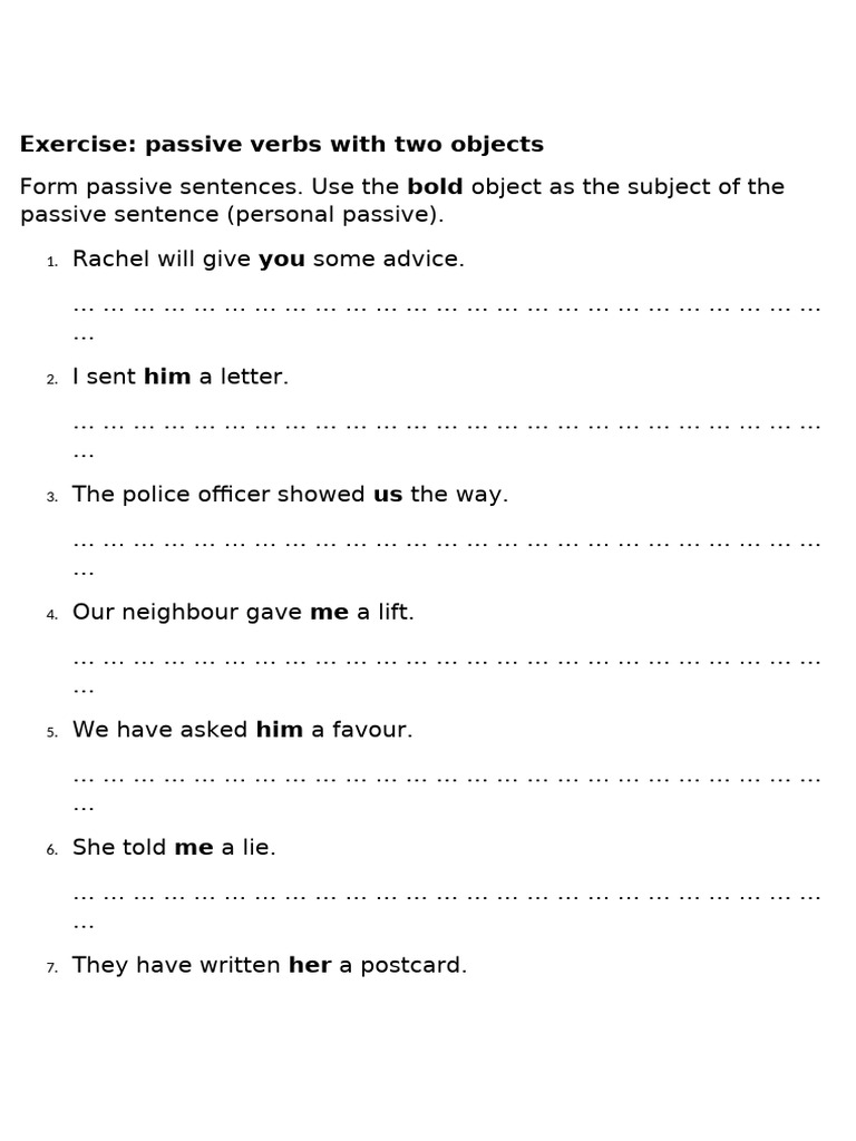 Passive Voice with Two Objects | PDF