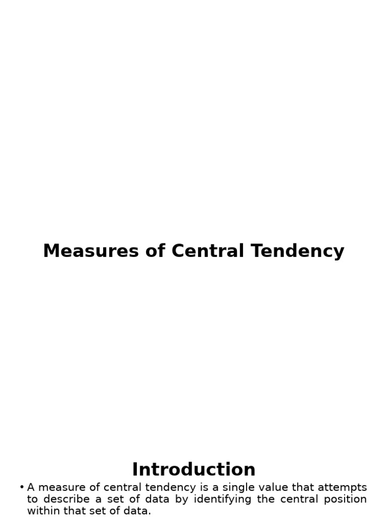 Understanding Central Tendency Measures | PDF | Standard Deviation | Mean