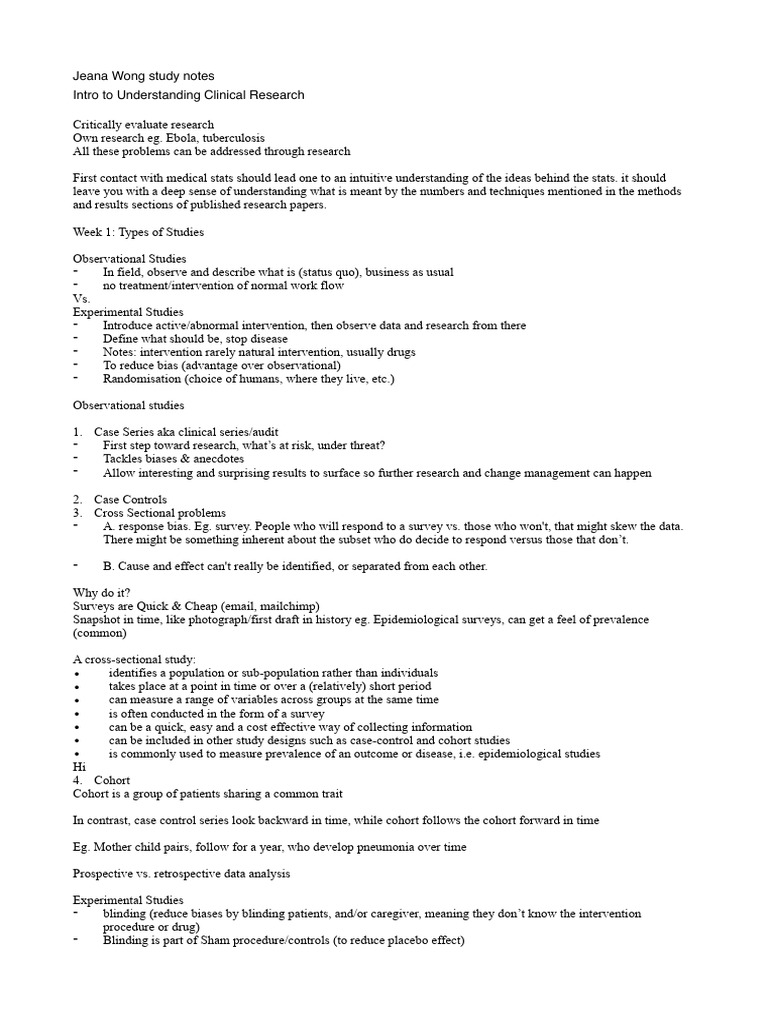 IBCLE Intro To Clinical Research Study Notes | PDF | Cohort Study ...