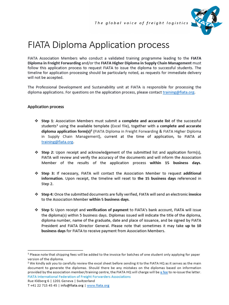 FIATA Diploma Application Process Guide | PDF | Receipt