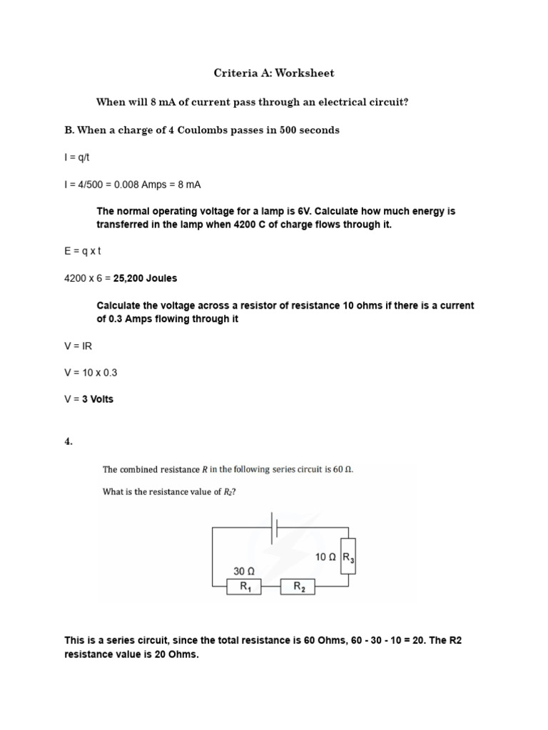 Physics Worksheet - A and D - Arush | PDF | Voltage | Series And Parallel Circuits