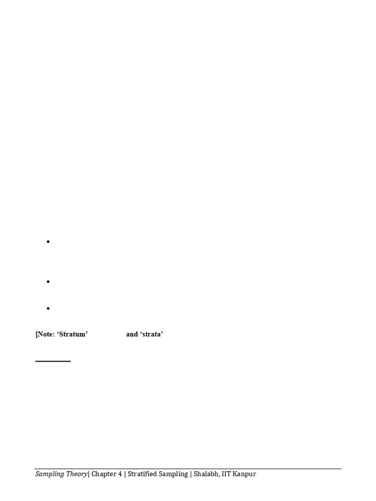 Chapter4 Sampling Stratified Sampling | PDF | Sampling (Statistics) | Sample Size Determination