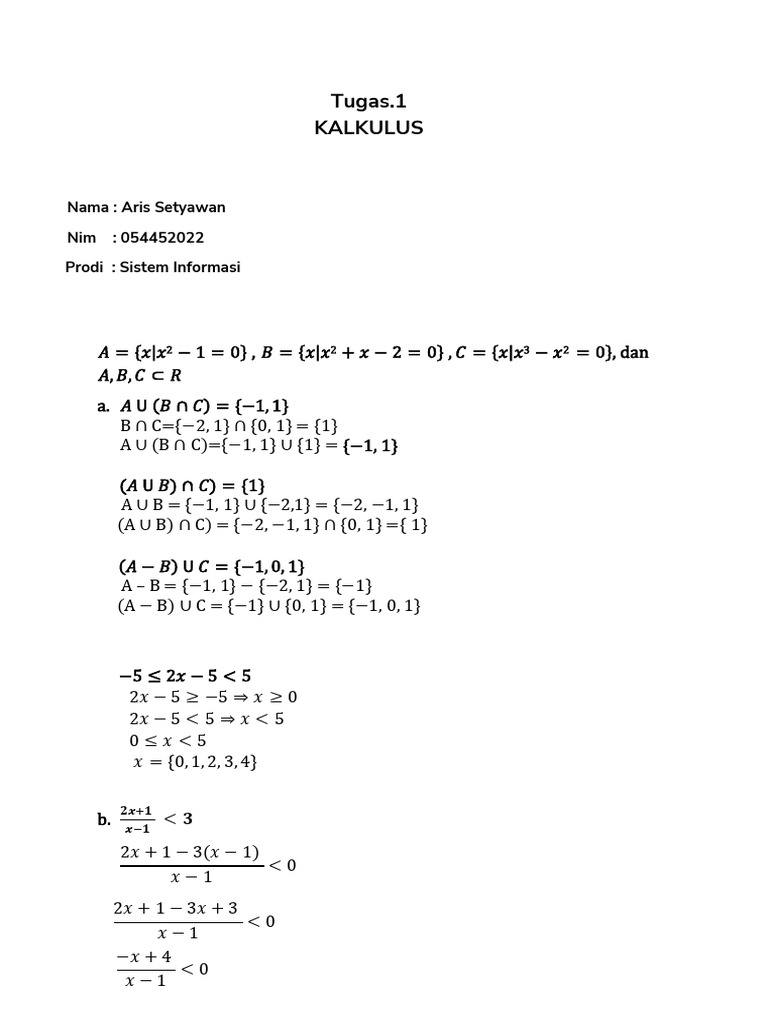 Tugas 1 Kalkulus | PDF