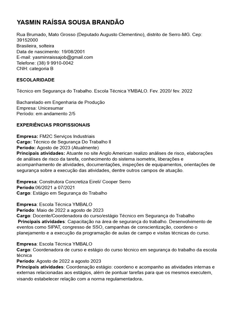 Yasmin Raissa Sousa Brandão Atualizado | PDF