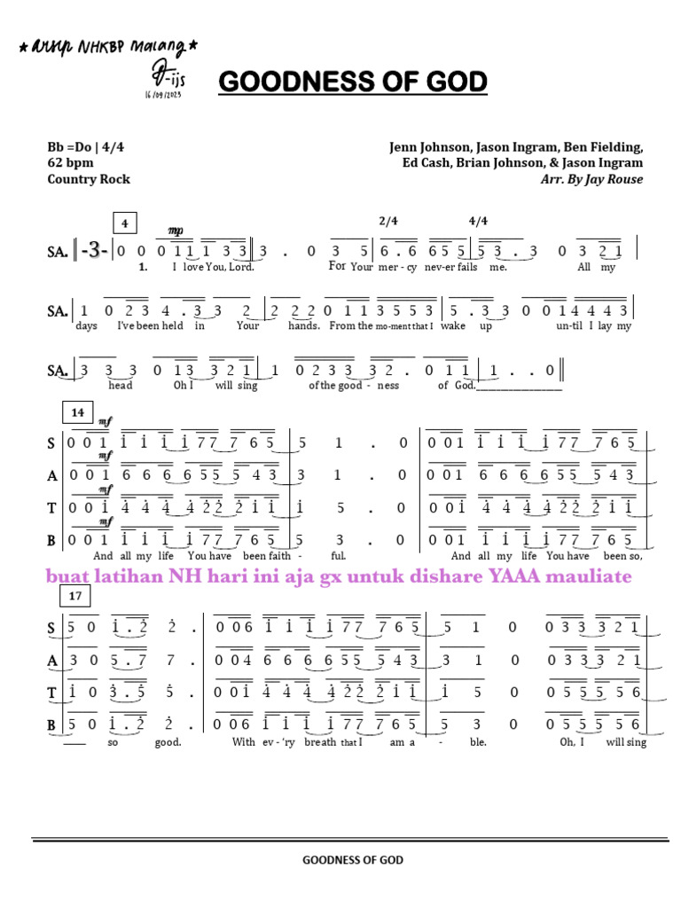 Ingrid Justicia - Goodness of God - Jay Rouse (Revised 2) 2 | PDF ...