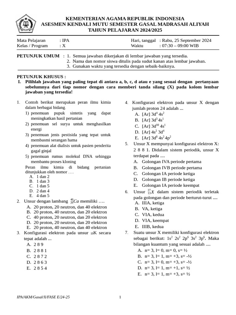 IPA - X - Soal | PDF
