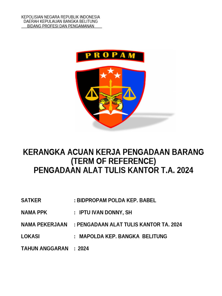 Pengadaan ATK Polda Babel 2024 | PDF