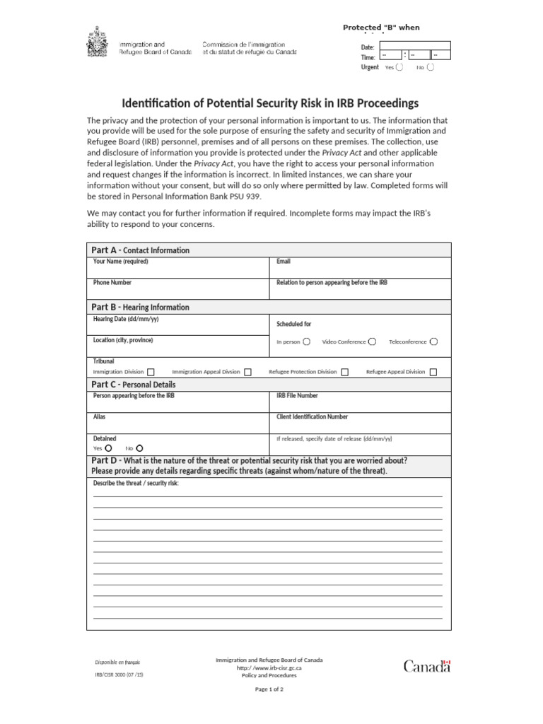 Main - Form Irb Cisr3000 Identification of Potential Security Risk in ...