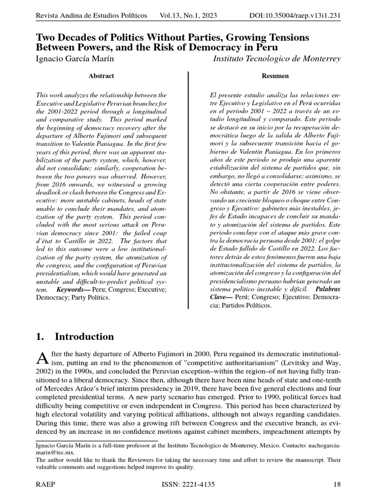 Two Decades of Politics Without Parties | PDF | Peru | Cabinet (Government)