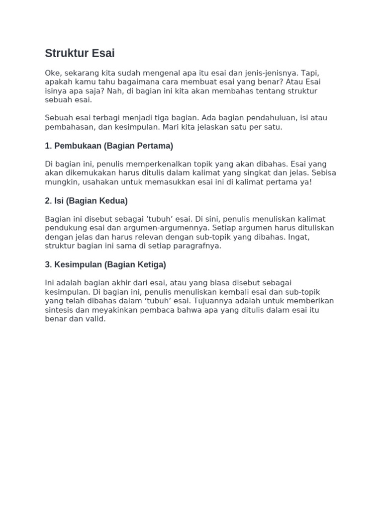 Struktur Esai Akademik yang Benar | PDF