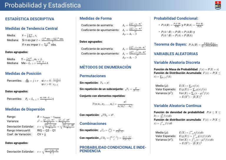 Formulario ED | PDF | Diferencia | Desviación Estándar