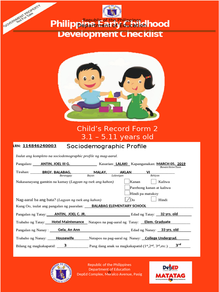 Eccd Checklist S.Y. 2024 2025 Final | PDF