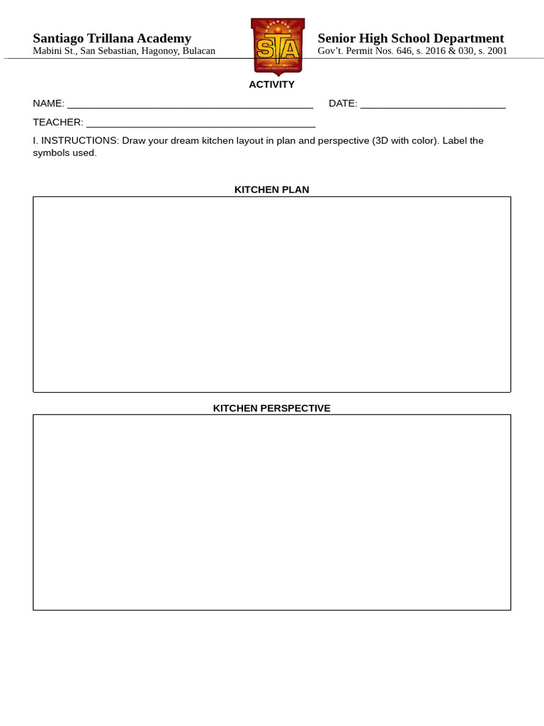 TLE COOKERY 231003 Kitchen Layout | PDF