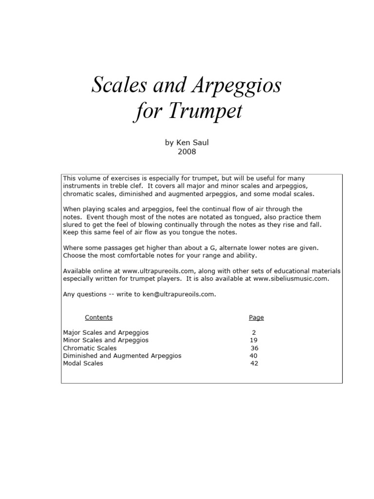 Scales and Arpeggios For Trumpet | PDF | Trumpet | Musical Scales