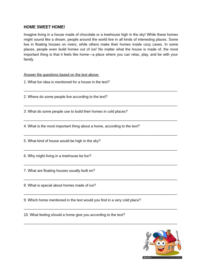 Reading - Home Sweet Home Unit 5 F3 | PDF