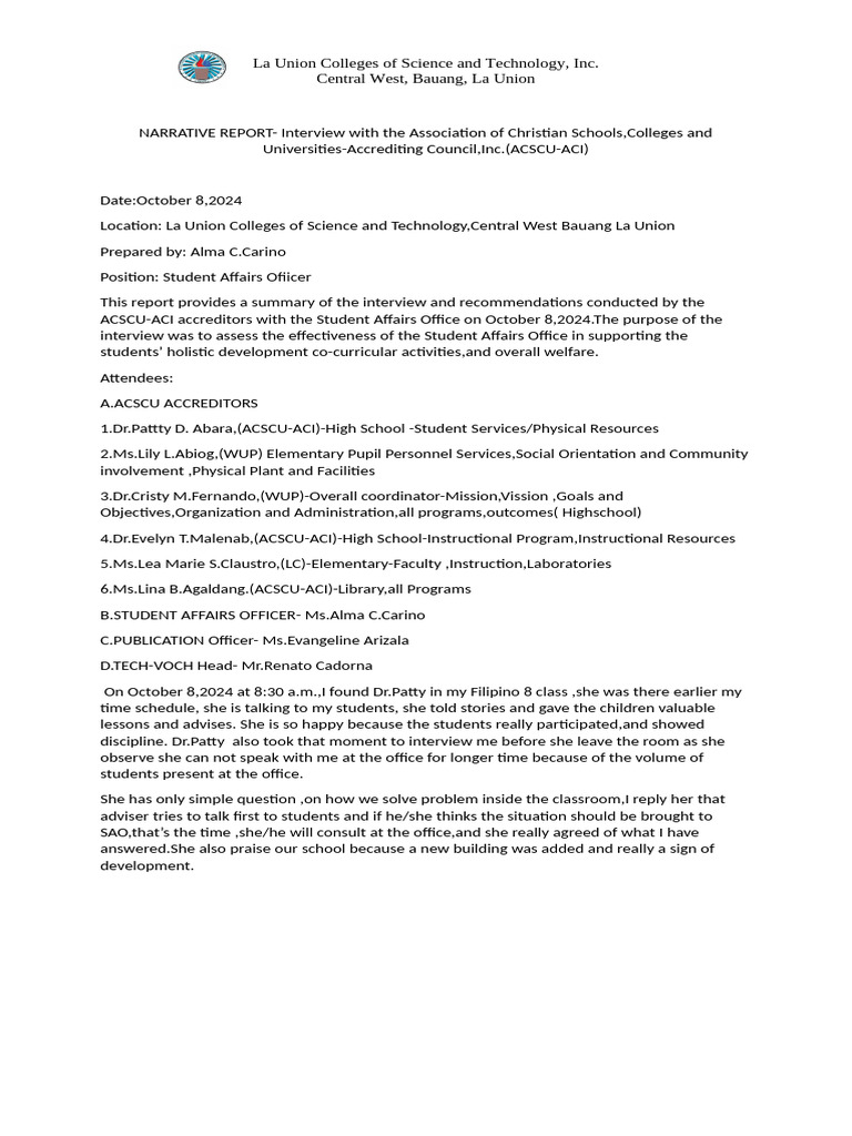 ACSCU Narrative (AutoRecovered) | PDF