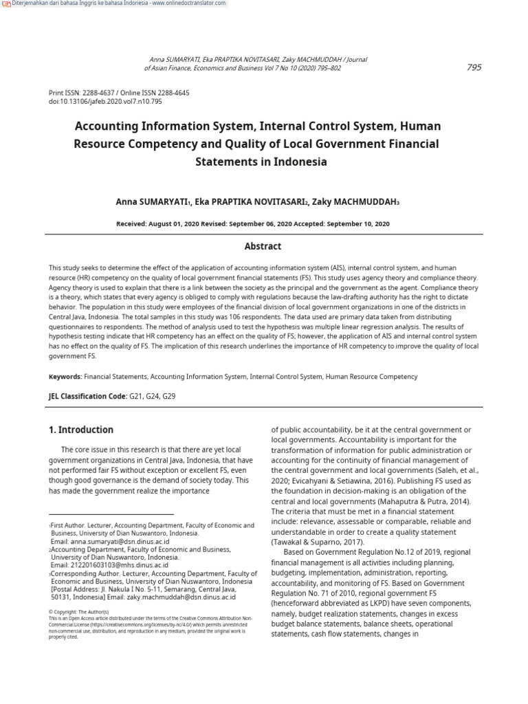 Hr Competency And Local Government Fs Quality Pdf Internal Control