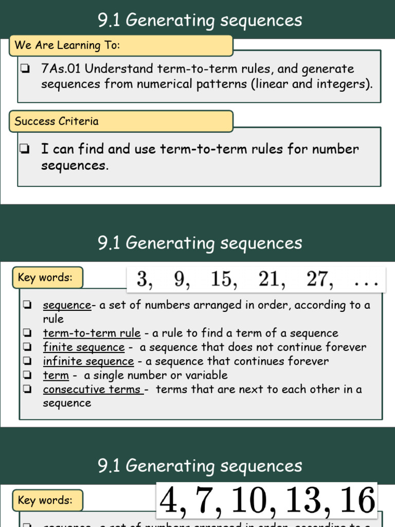 9.1-2 Generating Sequences | PDF | Sequence | Numbers