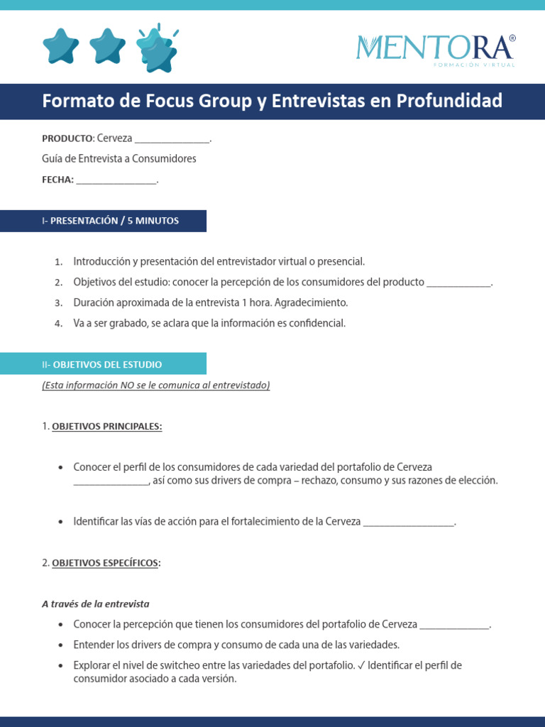 Formato de Focus Group y de Entrevistas en Profundidad Ver 2 | PDF ...