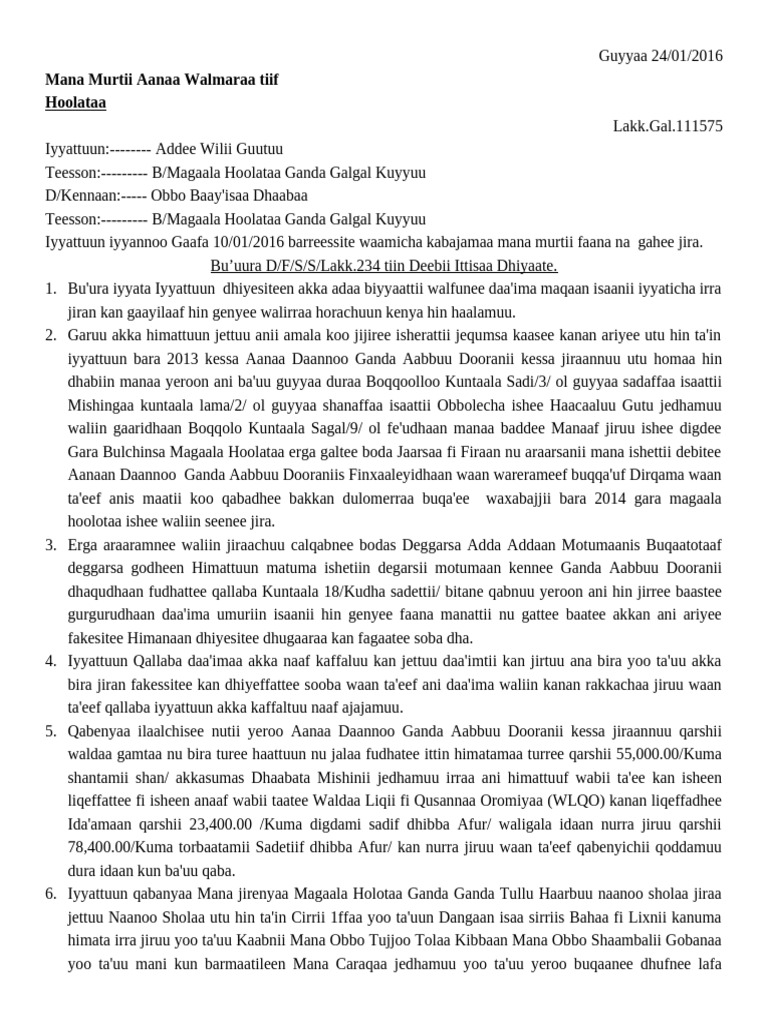 Deebii Baay'isaa Dhaabaa | PDF