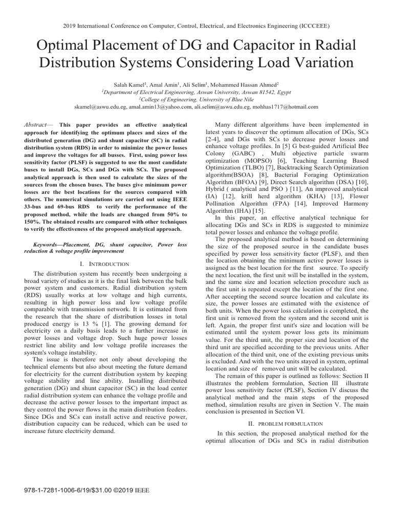 Optimal Placement Of Dg And Capacitor In Radial Distribution Systems Considering Load Variation