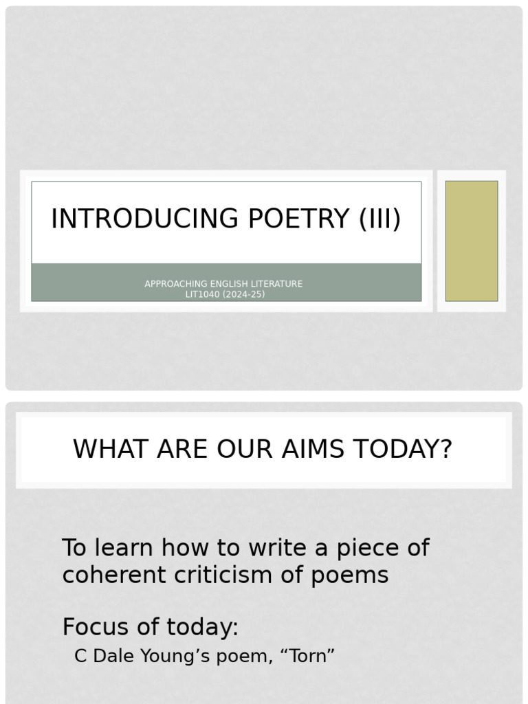 Lecture 6 Poetry 3 | PDF | Poetry