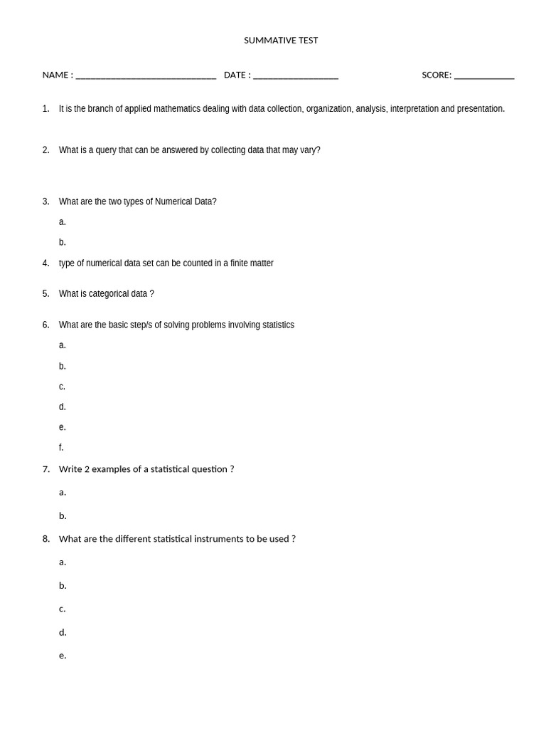 Summative Test | PDF