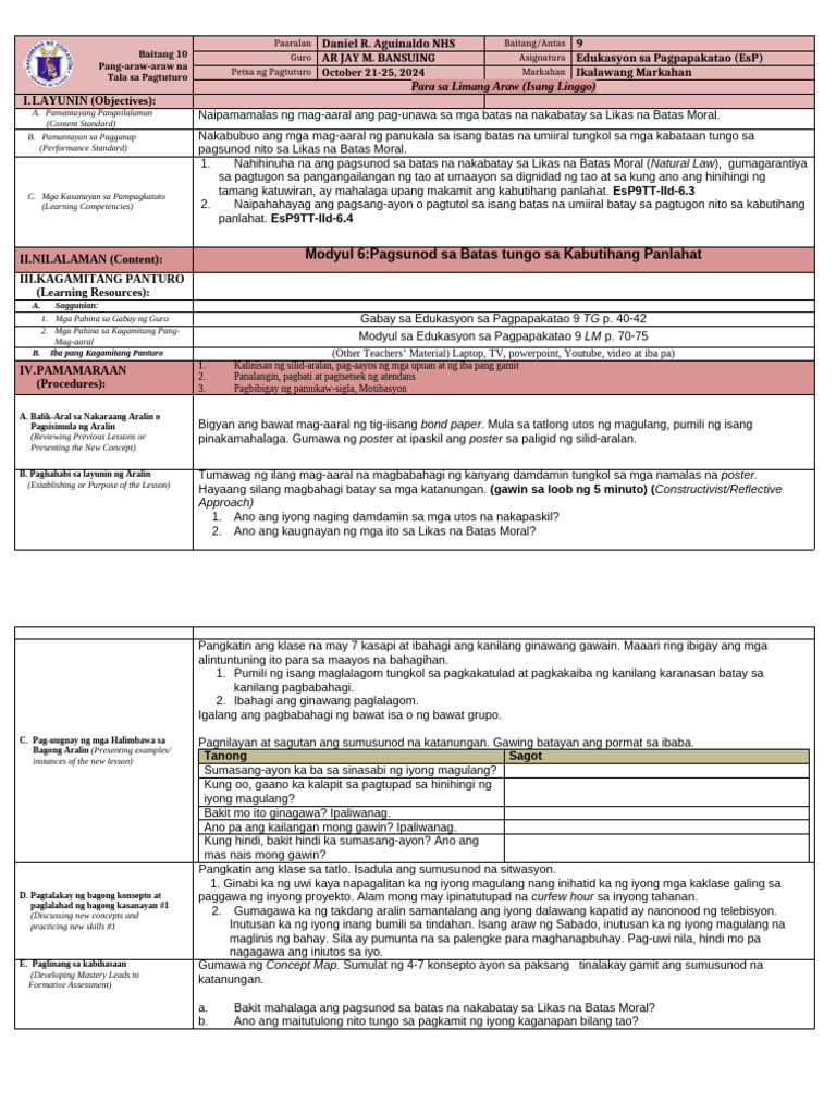 Esp 9 DLL Module 6 | PDF