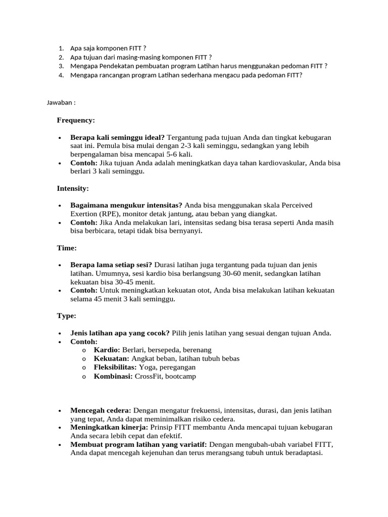 Apa Saja Komponen FITT | PDF | Kesehatan Holistik