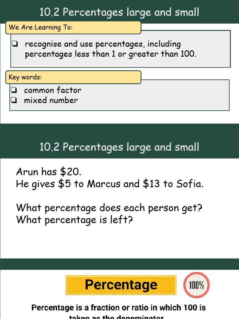 Understanding Percentages: Large and Small | PDF