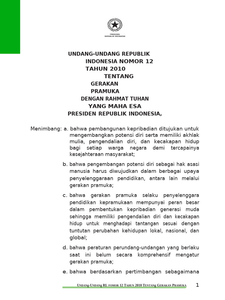 UU Gerakan Pramuka | PDF