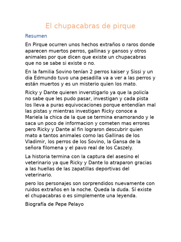 El Chupacabras de Pirque | PDF | Arte | Novela negra, policíaca y suspenso