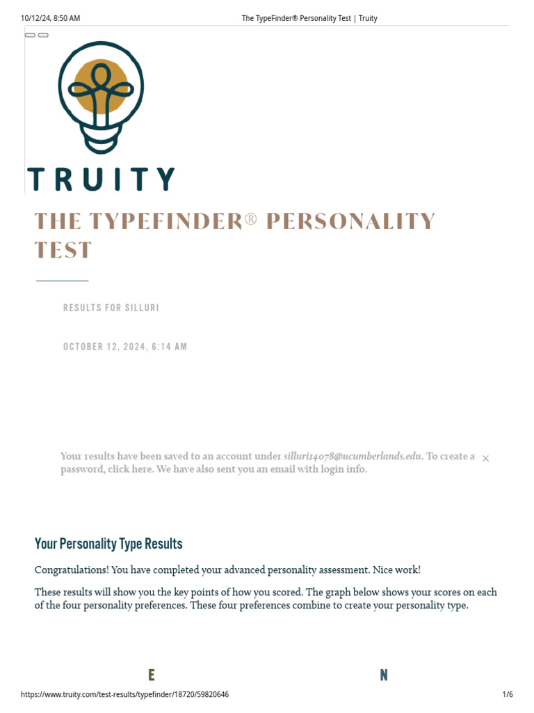 The TypeFinder® Personality Test - Truity | PDF | Personality Type ...