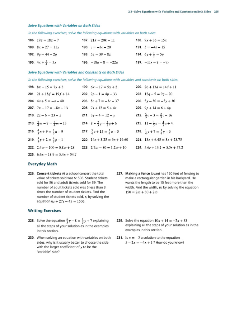 Elementary Algebra 2e 2.3 Review Excercises | PDF | Equations ...