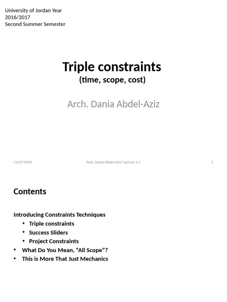 Module 2 Triple Constraints | PDF
