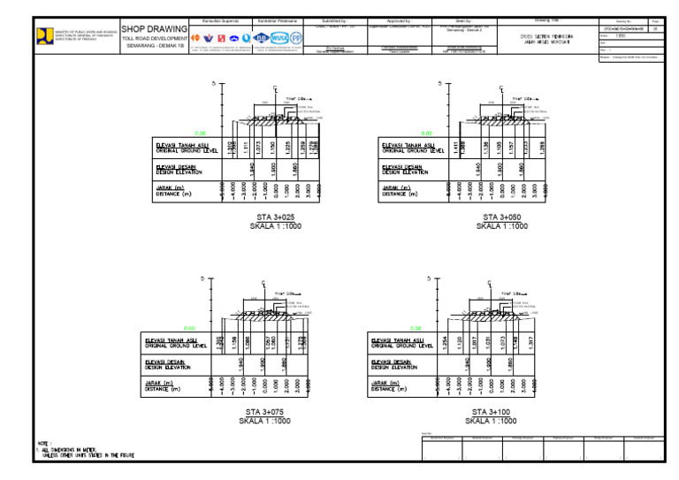 Shop Drawing: STA 3+025 SKALA 1:1000 STA 3+050 SKALA 1:1000 | PDF